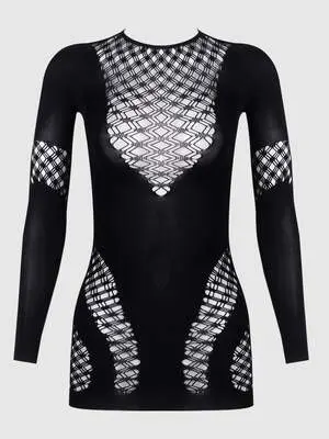 Frederick's Of Hollywood Bodycon Mini Bodystocking Dress - Black