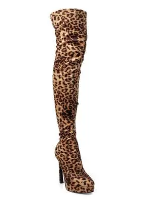 Frederick's Of Hollywood Jadore Thigh High Boots - Leopard