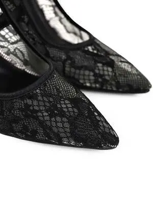 Frederick's Of Hollywood Danielle Pointed-toe Lace Pump - Black