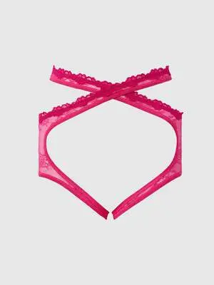 Frederick's Of Hollywood Pia Lace Wrap Garter - Purple/fuchsia
