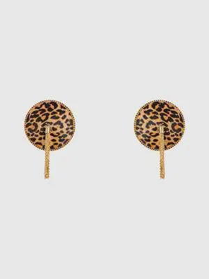 Frederick's Of Hollywood Leopard Print Pasties With Gold Chain Tassels - Leopard/gold