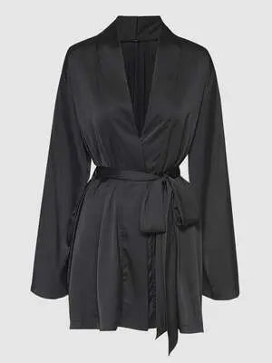 Frederick's Of Hollywood Petra Satin Short Robe - Black
