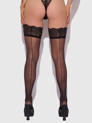 Frederick's Of Hollywood Sheer Thigh Highs With Lace Top
