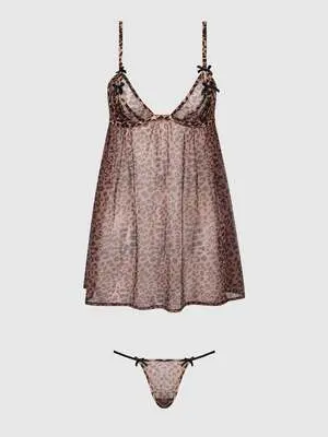 Frederick's Of Hollywood Kaia Mesh Underwire Babydoll & G-string Set