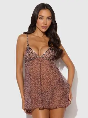 Frederick's Of Hollywood Kaia Mesh Underwire Babydoll & G-string Set