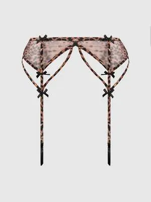 Frederick's Of Hollywood Kaia Mesh Garter Belt - Leopard