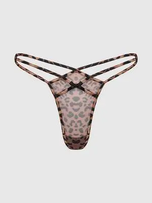 Frederick's Of Hollywood Kaia Mesh Strappy & Backless Hipster - Leopard
