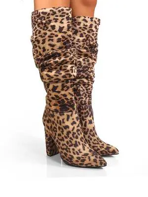 Frederick's Of Hollywood Leanne Slouchy Boots - Leopard