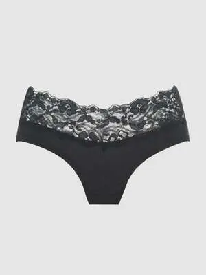 Frederick's Of Hollywood Bridget Cotton & Lace Hipster - Black