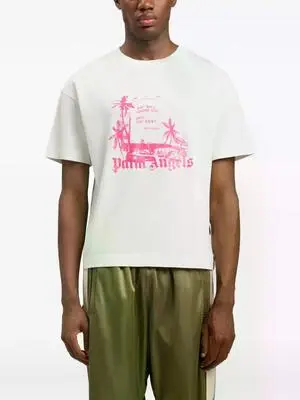 Palm Angels Graphic Print Ribbed T-shirt - Neutrals