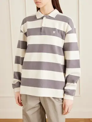 Aimé Leon Dore Striped Cotton-jersey Polo Sweater