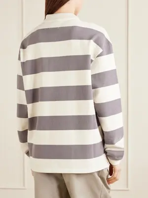Aimé Leon Dore Striped Cotton-jersey Polo Sweater