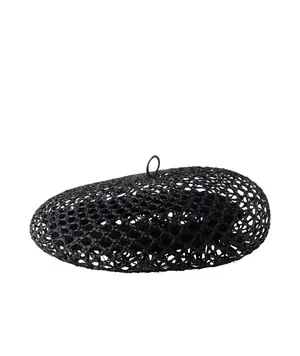 GIGI BURRIS MILLINERY Coco Open-knit Straw Beret - Black