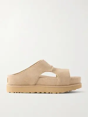 UGG Goldenstar Hi Cutout Suede Slides - Brown