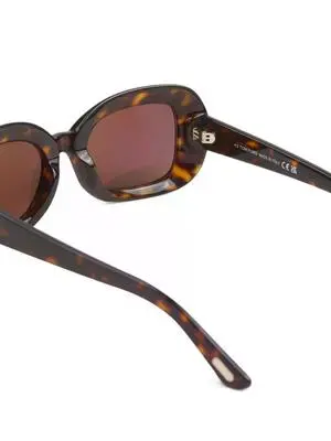 TOM FORD Tortoiseshell Oval Frame Sunglasses - Brown