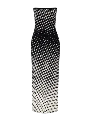 Christopher John Rogers Strapless Polka-dot Knitted Maxi Dress - Black