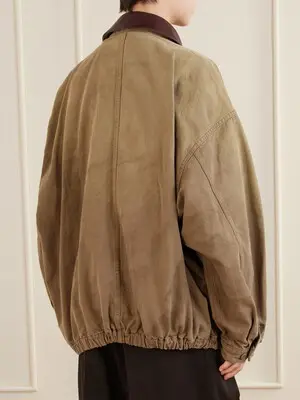 SSSTEIN Sulfur Leather-trimmed Cotton-canvas Jacket