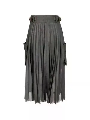 Sacai Glen Pleated Checked Midi Skirt