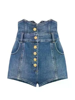 Elisabetta Franchi High-waisted Buttoned Denim Shorts