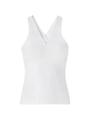 Pinko Ribbed V-neck Top - White