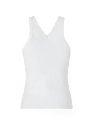Pinko Ribbed V-neck Top - White