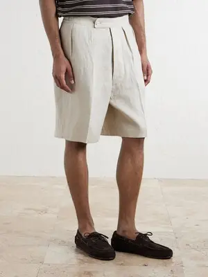 KAPTAIN SUNSHINE Straight-leg Linen And Silk-blend Shorts