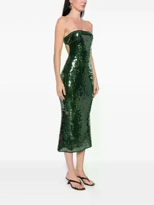 Oseree Sequin Embellished Strapless Dress - Green