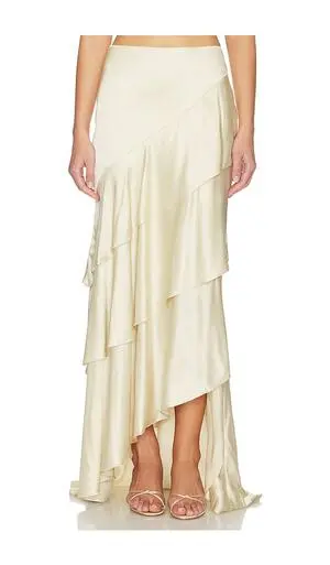 LOVERS AND FRIENDS Emma Tiered Ruffle Maxi Skirt - Champagne