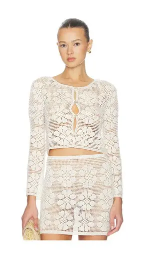 Calle Del Mar Daisy Chain Crochet Cardigan - Natural