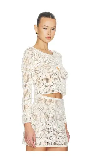 Calle Del Mar Daisy Chain Crochet Cardigan - Natural