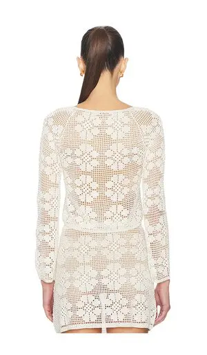Calle Del Mar Daisy Chain Crochet Cardigan - Natural