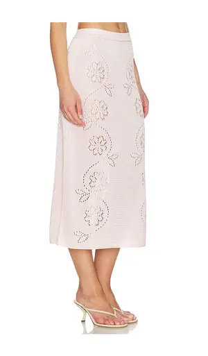 Calle Del Mar Floral Crochet Midi Skirt - Primrose