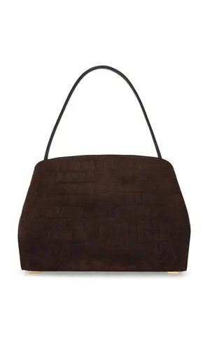 FERRAGAMO Hug Soft Alligator-embossed Suede Shoulder Bag