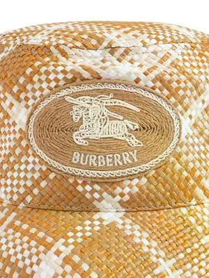 Burberry Checked Bucket Hat With Logo Patch - Neutrals