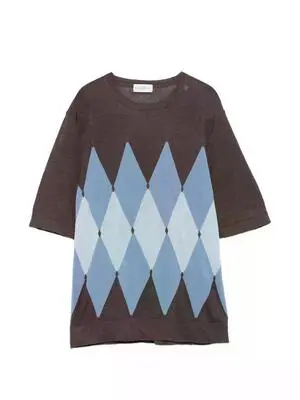 BALLANTYNE Argyle-pattern Short-sleeve T-shirt - Brown