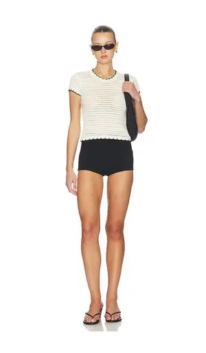 Majorelle Maev Short Sleeve Crochet Top