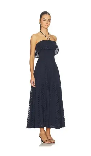 Heartloom Eyelet Halterneck Midi Dress - Indigo