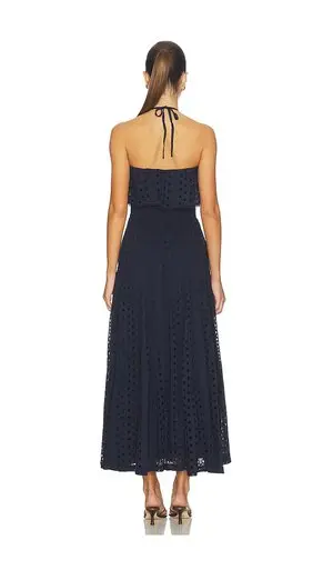 Heartloom Eyelet Halterneck Midi Dress - Indigo