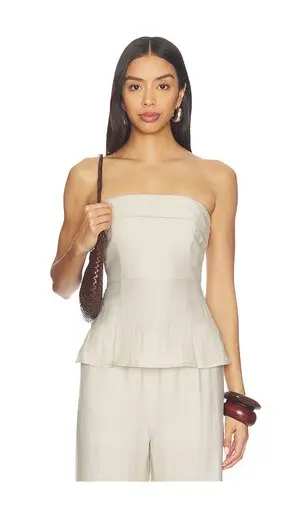 Heartloom Anne Strapless Peplum Top - Putty