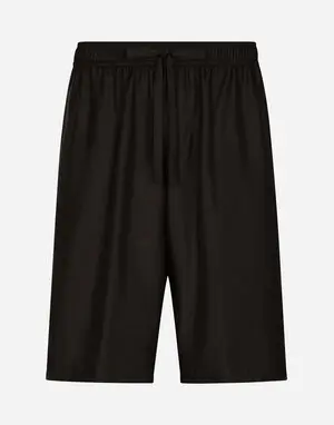 Dolce & Gabbana Silk Twill Jogging Shorts With Embroidery