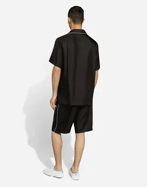 Dolce & Gabbana Silk Twill Jogging Shorts With Embroidery