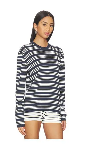 EAVES Cydnee Striped Oversized Sweater - Navy Multi