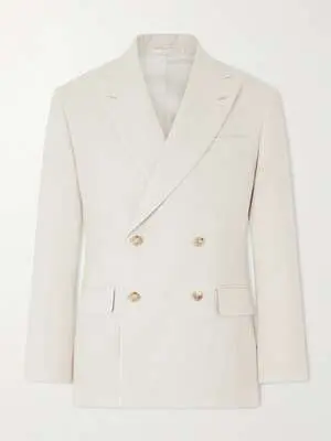 KAPTAIN SUNSHINE Double-breasted Linen And Silk-blend Jacket