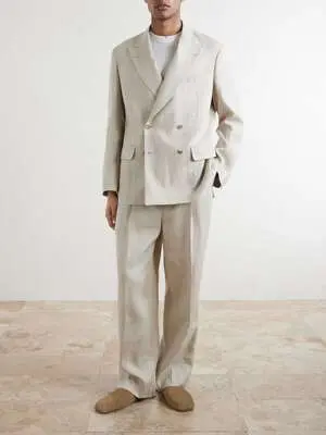 KAPTAIN SUNSHINE Double-breasted Linen And Silk-blend Jacket