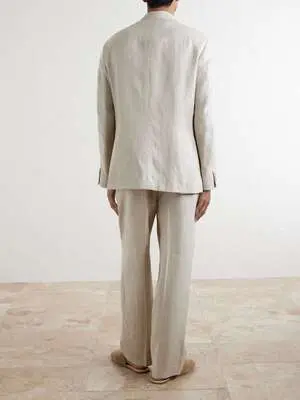 KAPTAIN SUNSHINE Double-breasted Linen And Silk-blend Jacket