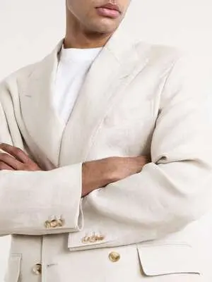 KAPTAIN SUNSHINE Double-breasted Linen And Silk-blend Jacket