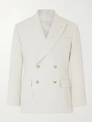 KAPTAIN SUNSHINE Double-breasted Linen And Silk-blend Jacket - Neutrals