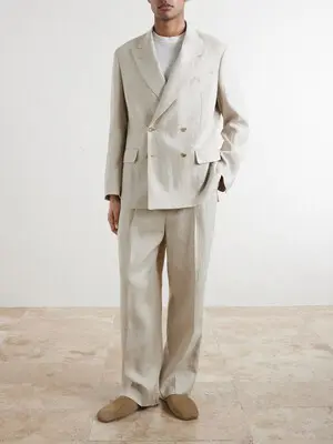 KAPTAIN SUNSHINE Double-breasted Linen And Silk-blend Jacket