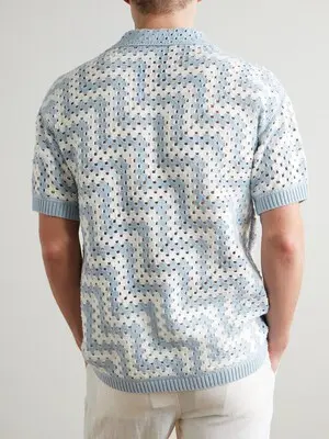 Frescobol Carioca Pinto Crocheted Cotton Shirt - Blue