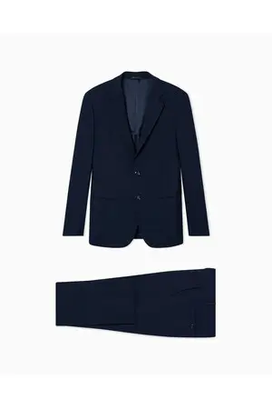 Giorgio Armani Soho Line Single-breasted Suit In Silk And Wool Crêpe - Navy